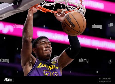 Los Angeles Lakers Forward Rui Hachimura Dunks During The First Half Of