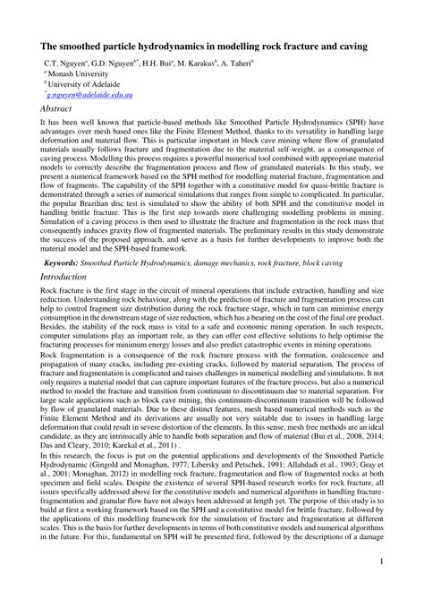 PDF The Smoothed Particle Hydrodynamics In Modelling Rock Fracture And Caving