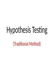 Hypothesis Testing Problem Solving Pptx Hypothesis Testing Traditional Method Solving