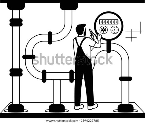 Pipeline Pressure Monitoring Back View Vector Stock Vector Royalty Free 2594229785 Shutterstock