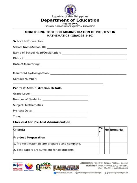 Pre Test Monitoring Tool Pdf
