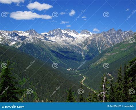 Glacier National Park Panorama Of Trans Canada Highway Going Through
