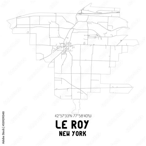 Le Roy New York Us Street Map With Black And White Lines Stock