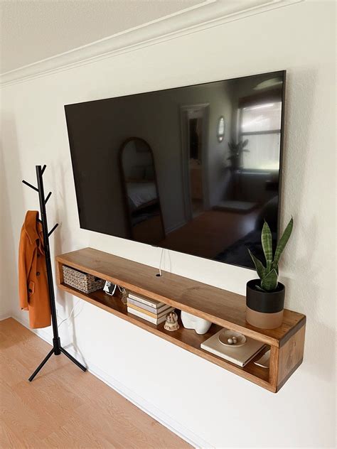 Floating Tv Table Solid Wood Console Stand Wall Mounted Shelf