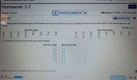 Solved Homework 2 2 Save Score 0 Of 1 Pt 18 Of 20 17
