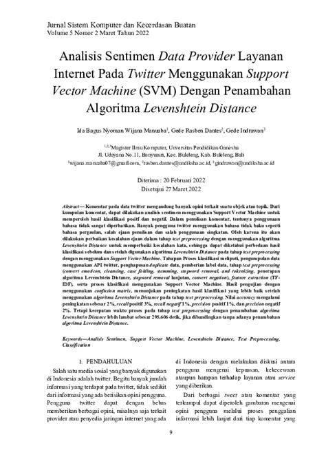 Pdf Analisis Sentimen Data Provider Layanan Internet Pada Twitter