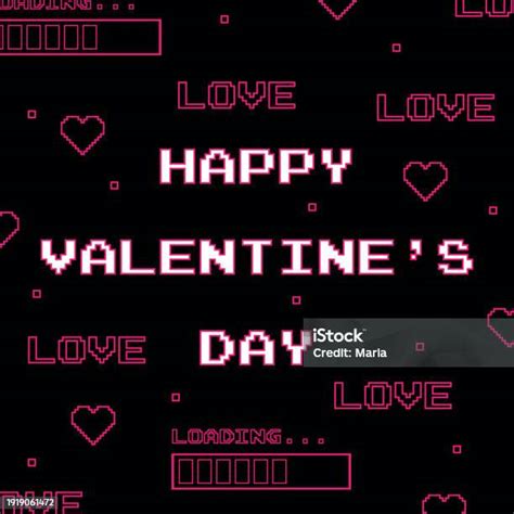 Kartu Ucapan Hari Valentine Bergaya 2000an Dengan Pola Piksel Template