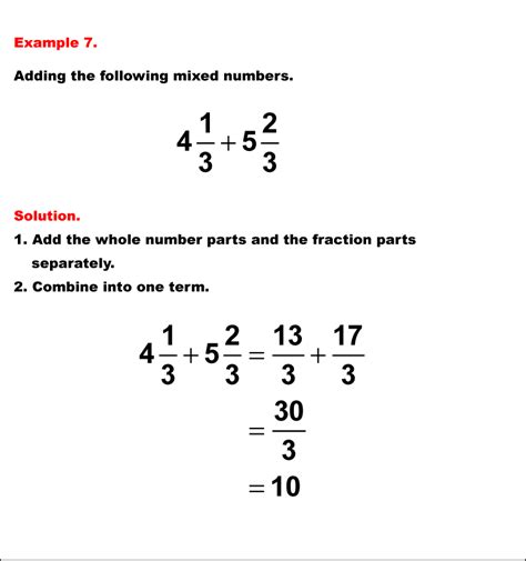 Math Example Fraction Properties Adding Mixed Numbers With Like Denominators Example 7