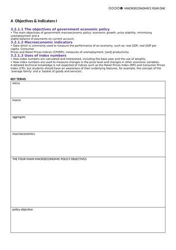01 Macroeconomic Objectives And Indicators Aqa As Economics New Spec
