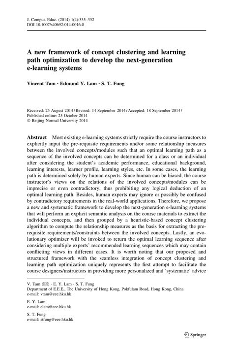 Pdf A New Framework Of Concept Clustering And Learning Path Optimization To Develop The Next