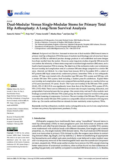Pdf Dual Modular Versus Single Modular Stems For Primary Total Hip