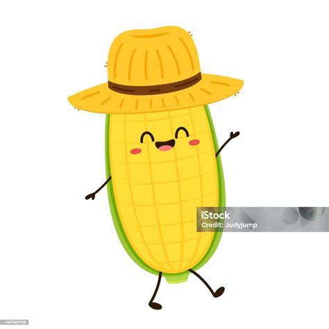 옥수수 만화 벡터 흰색에 고립 된 귀여운 야채 벡터 캐릭터 옥수수 마스코트 건강한 생활방식에 대한 스톡 벡터 아트 및 기타 이미지 건강한 생활방식 건강한 식생활