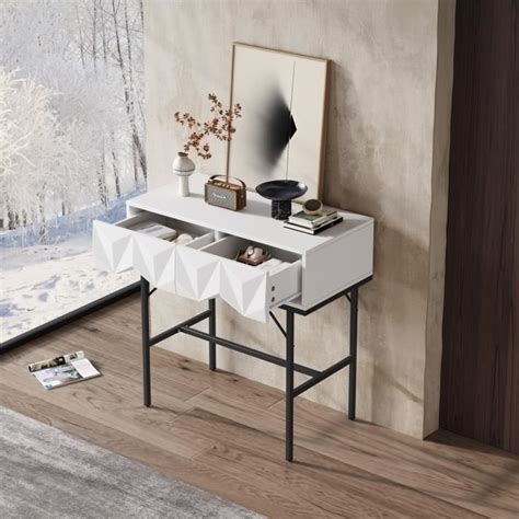 Console DREAMMESPACE 80x40x80 Cm MDF 2 Tiroirs Design