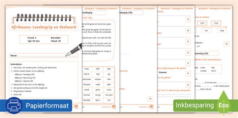 Grade 4 Afrikaans Fal Exam Papers I Resources I Twinkl