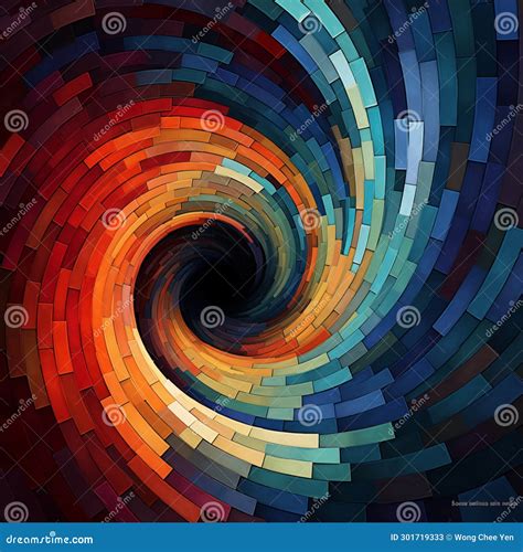 Spiral Segmented Vortex Swirls Colourful Digital Art Illustration