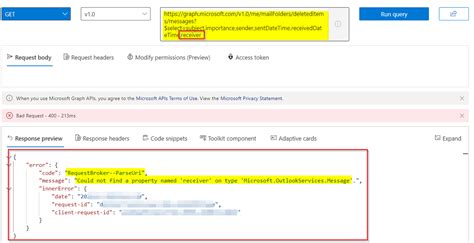 Outlook Unable To Fetch Received By Of A Message Via Microsoft Graph