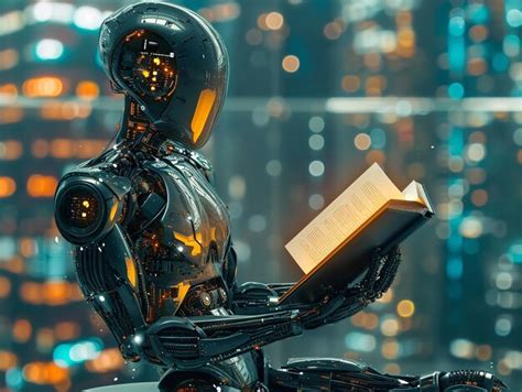 Premium Photo A Robot Reading Books A Machine Learning Concept With A