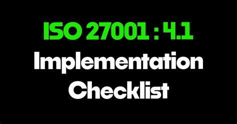 Iso 27001 Clause 4 1 Implementation Checklist