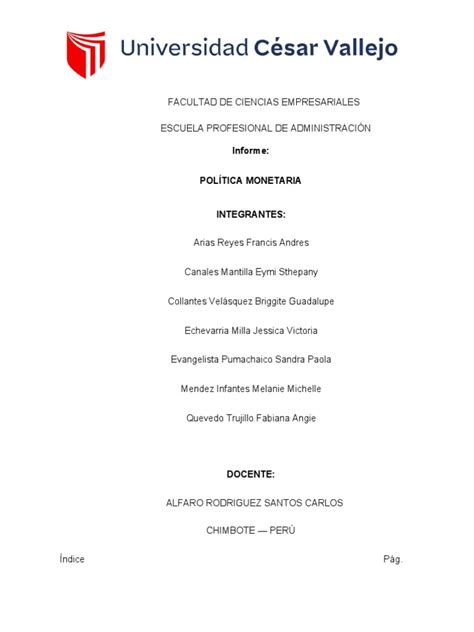 Informe Politica Monetaria S13 Pdf La Política Monetaria