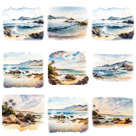 Beach Clipart Tropical Beach Clipart Watercolor Beach Tropical