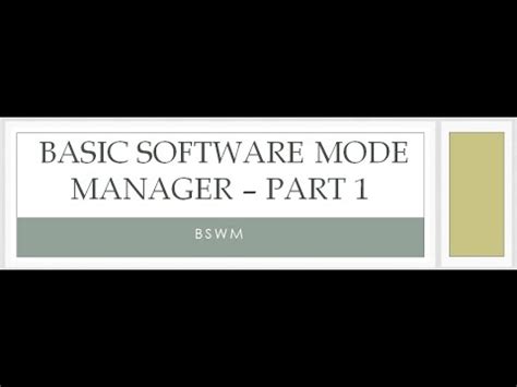 Autosar BSWM Mode Manager Part YouTube