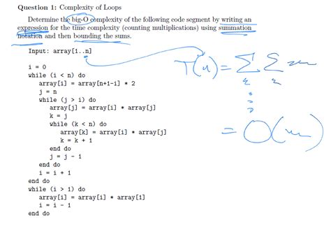 Solved Question 1 Complexity Of Loops Determine The Big O