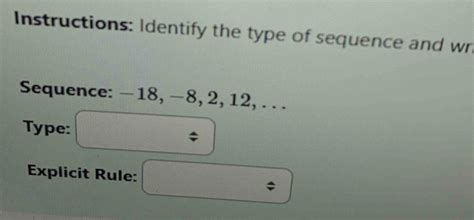 instructions identify the type of sequence and wr sequence −18 −8 2
