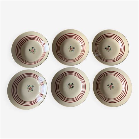 6 Assiettes Anciennes En Faïence De Gien Selency