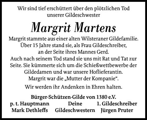 Margrit Martens Gedenken Norddeutsche Rundschau