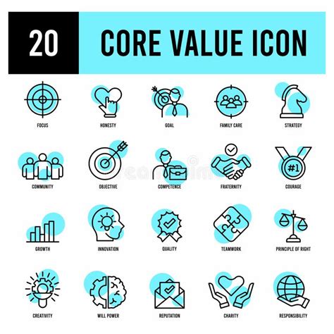 Core Values Icon Set Design Element Assets Stock Illustration