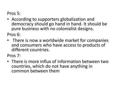 Pros And Cons Of Globalization Pptx Economy Business And Finance