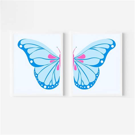 Blue Preppy Butterfly Print Digital Y2k Aesthetic Preppy Split