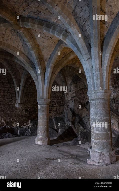 Architectural Beauty Contrasts Against The Arches Of The Chillon Castle