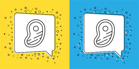 노란색과 파란색 배경에 고립 된 세트 스테이크 고기 아이콘 벡터 고기에 대한 스톡 벡터 아트 및 기타 이미지 고기 구이 굽기 Istock