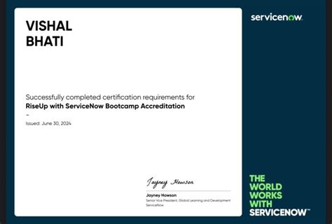 vishal bhati on linkedin servicenow bootcamp accreditation