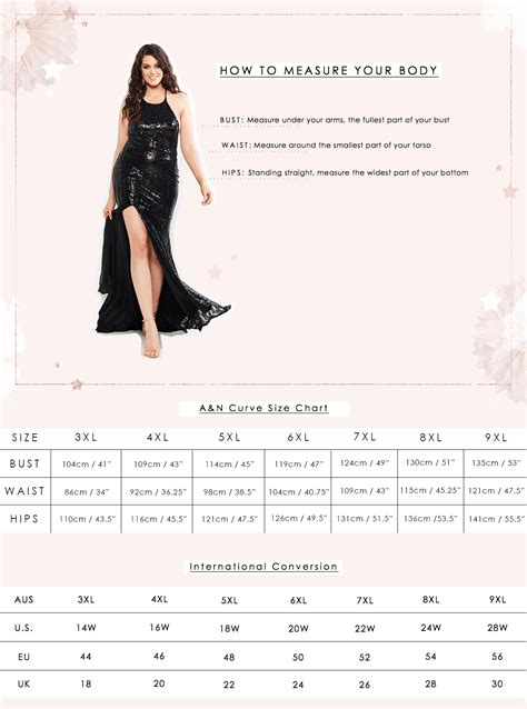 Curve Size Guide Aandn Luxe Label
