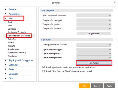 how to add an email signature in em client gimmio