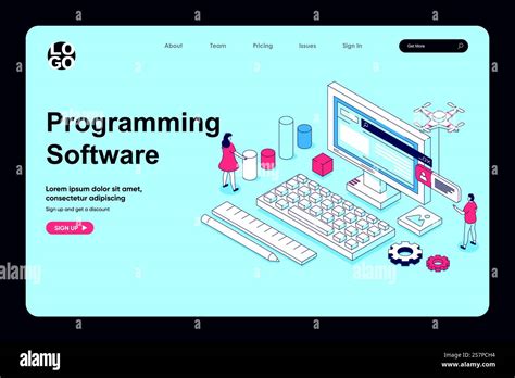 Programming Software Concept In 3d Isometric Design For Landing Page Template People