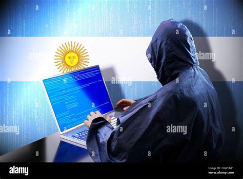 Anonymous Hooded Hacker Flag Of Argentina Binary Code Cyber Attack