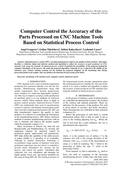 Pdf Computer Control The Accuracy Of The Parts Processed On Cnc