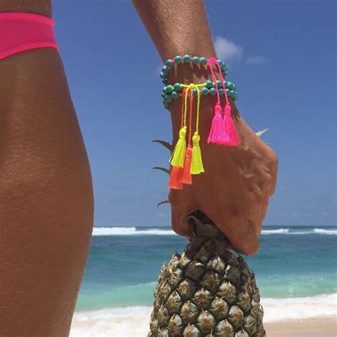 Neon Tassel Necklace Howlite Mala Necklace Hot Pink Tassel Etsy