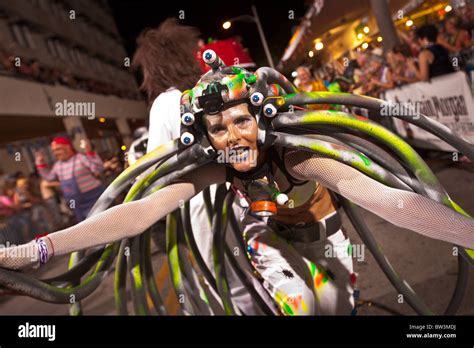 Costumed Revelers During Fantasy Fest Halloween Parade In Key West