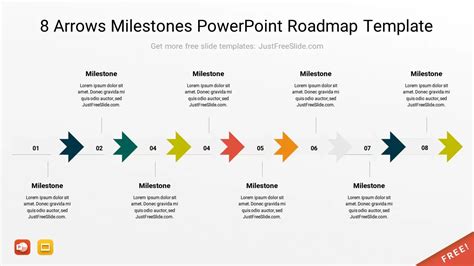 Arrows Milestones PowerPoint Roadmap Template Slides Just Free Slide