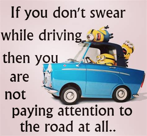 Minion Driving In Blue Car