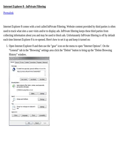 Internet Explorer 8 Inprivate Filtering Pdf Windows Registry