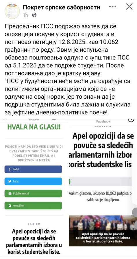 Председник ПСС завади па владај Покрет српске саборности Facebook