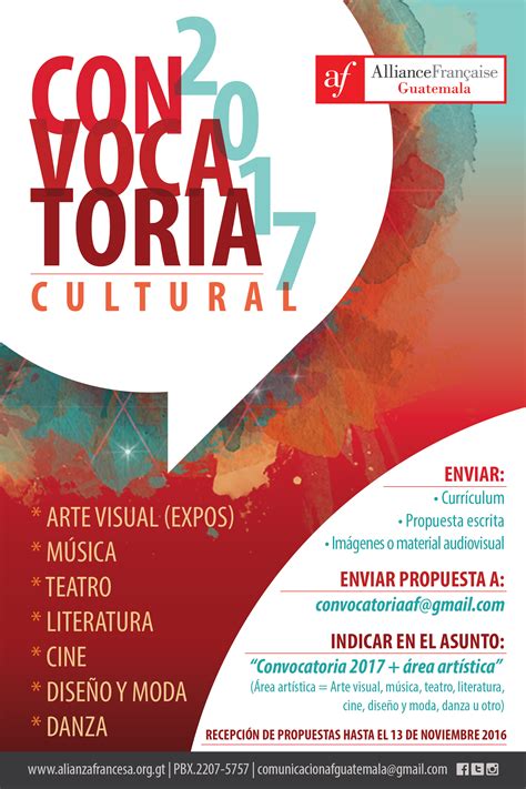 Convocatoria Cultural 2017 Alianza Francesa Noviembre 2016 Guatemala