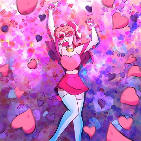 A Woman In Pink Is Surrounded By Hearts