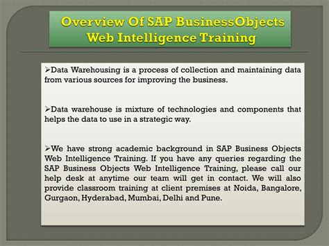 Ppt Sap Businessobjects Web Intelligence Trainingsap Webi Training