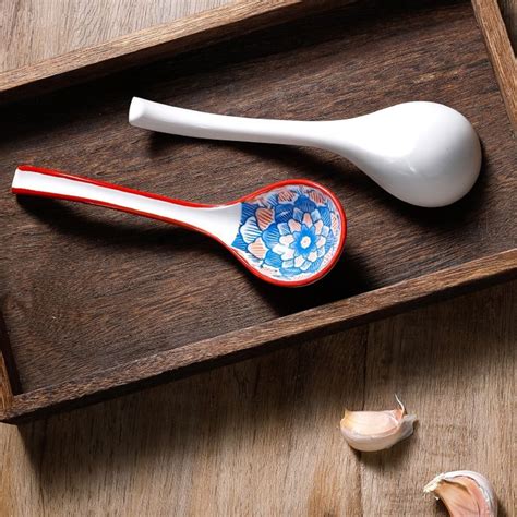 Ramen Spoons Curved Handle Soup Spoons Ceramic Tableware Cooking Utensil Ebay